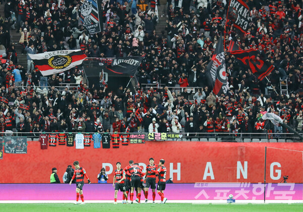 동점골에 열광하는 포항스틸러스 응원단
